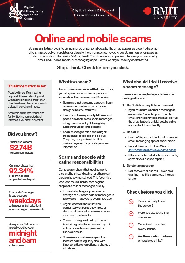 Scam prevention: Evaluating guidelines – RMIT Digital Hostility and ...